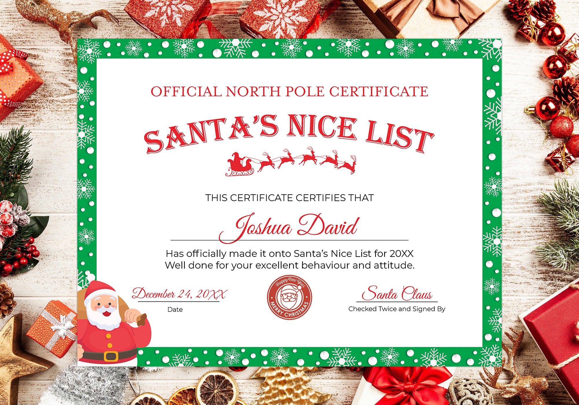 Editable Christmas Nice List Certificate Template Bundle — Posh Park