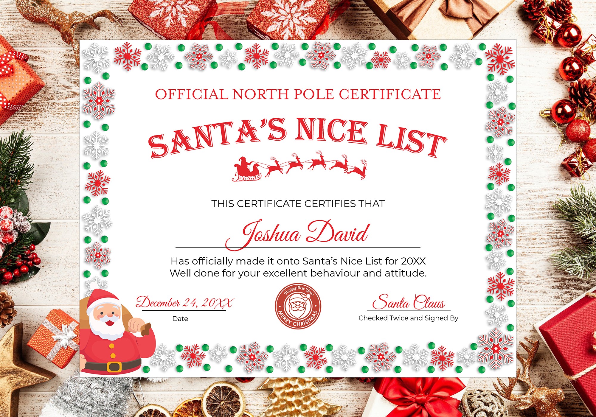 Editable Christmas Nice List Certificate Template — Posh Park