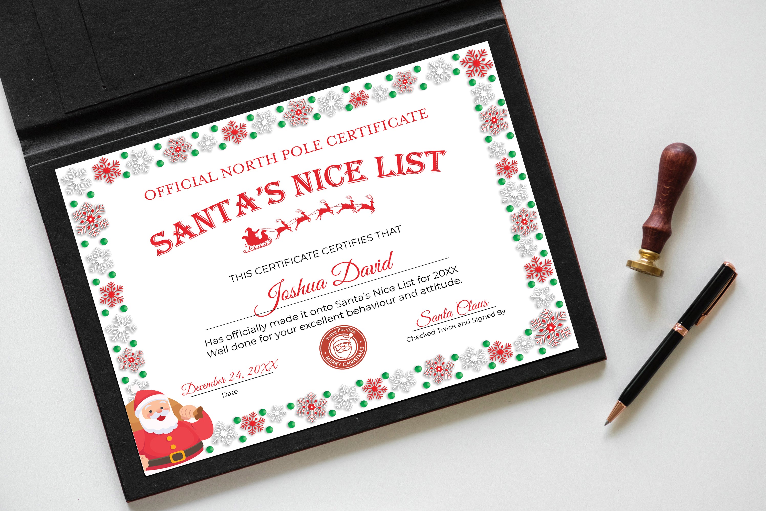 Editable Christmas Nice List Certificate Template — Posh Park