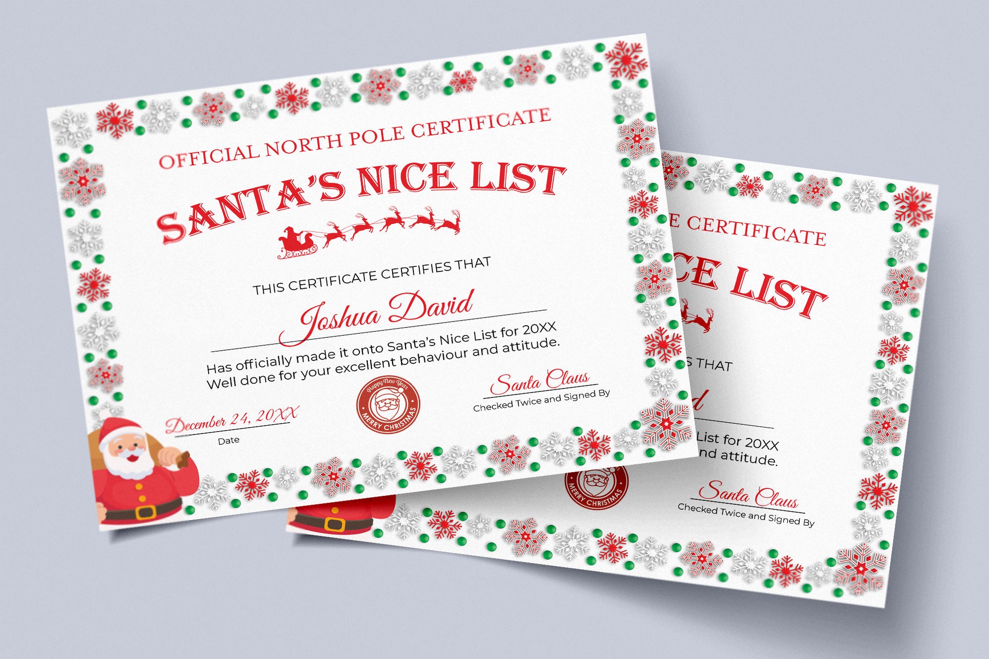 Editable Christmas Nice List Certificate Template — Posh Park