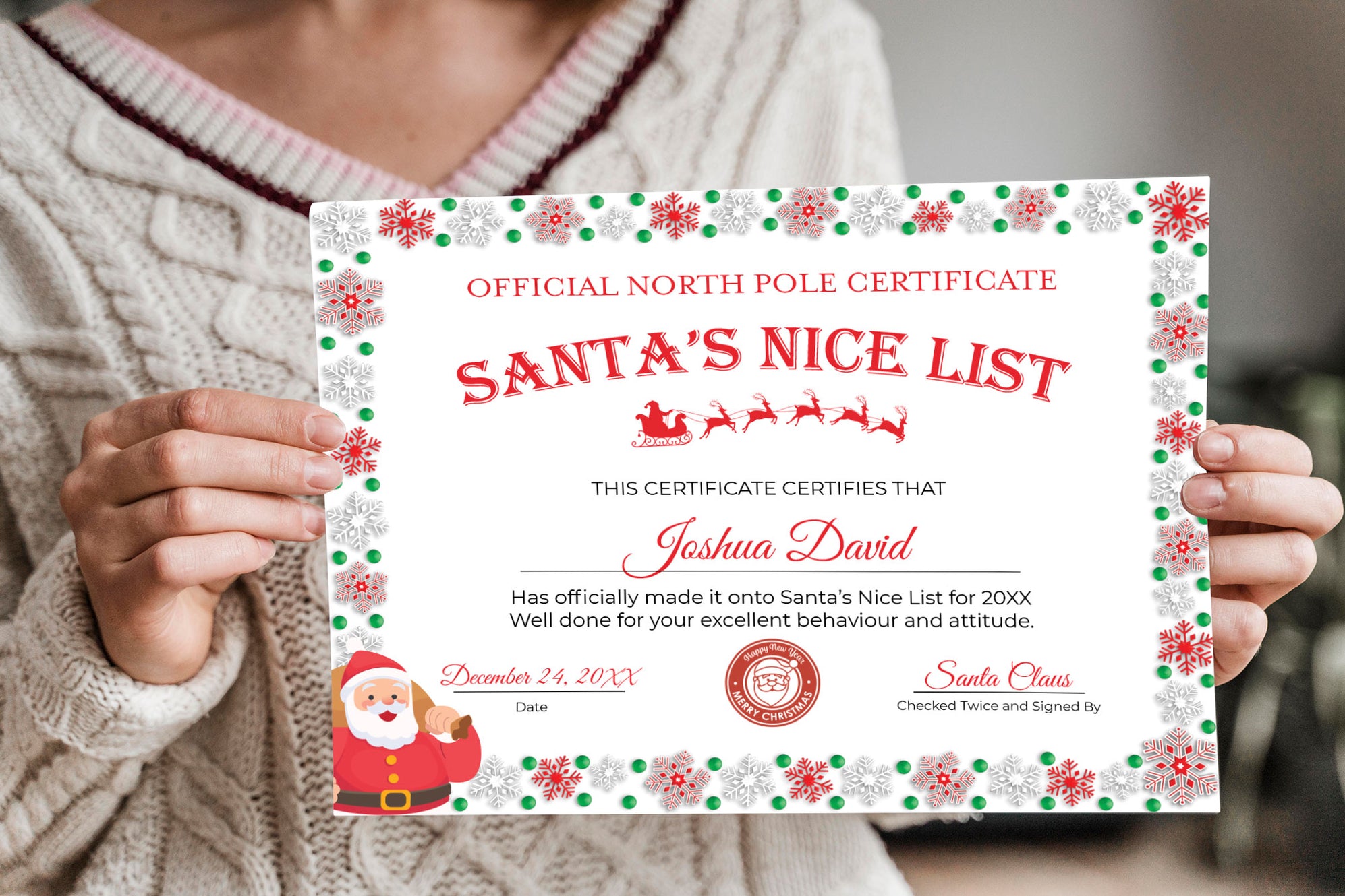 Editable Christmas Nice List Certificate Template — Posh Park