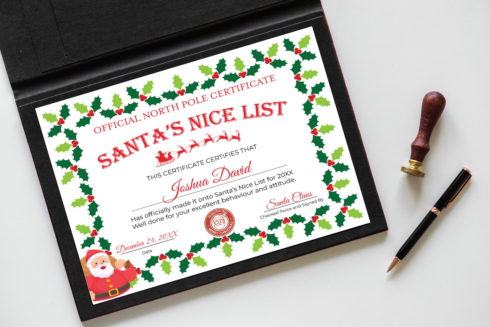 Editable & Printable Santa Nice List Christmas Certificate Templates ...