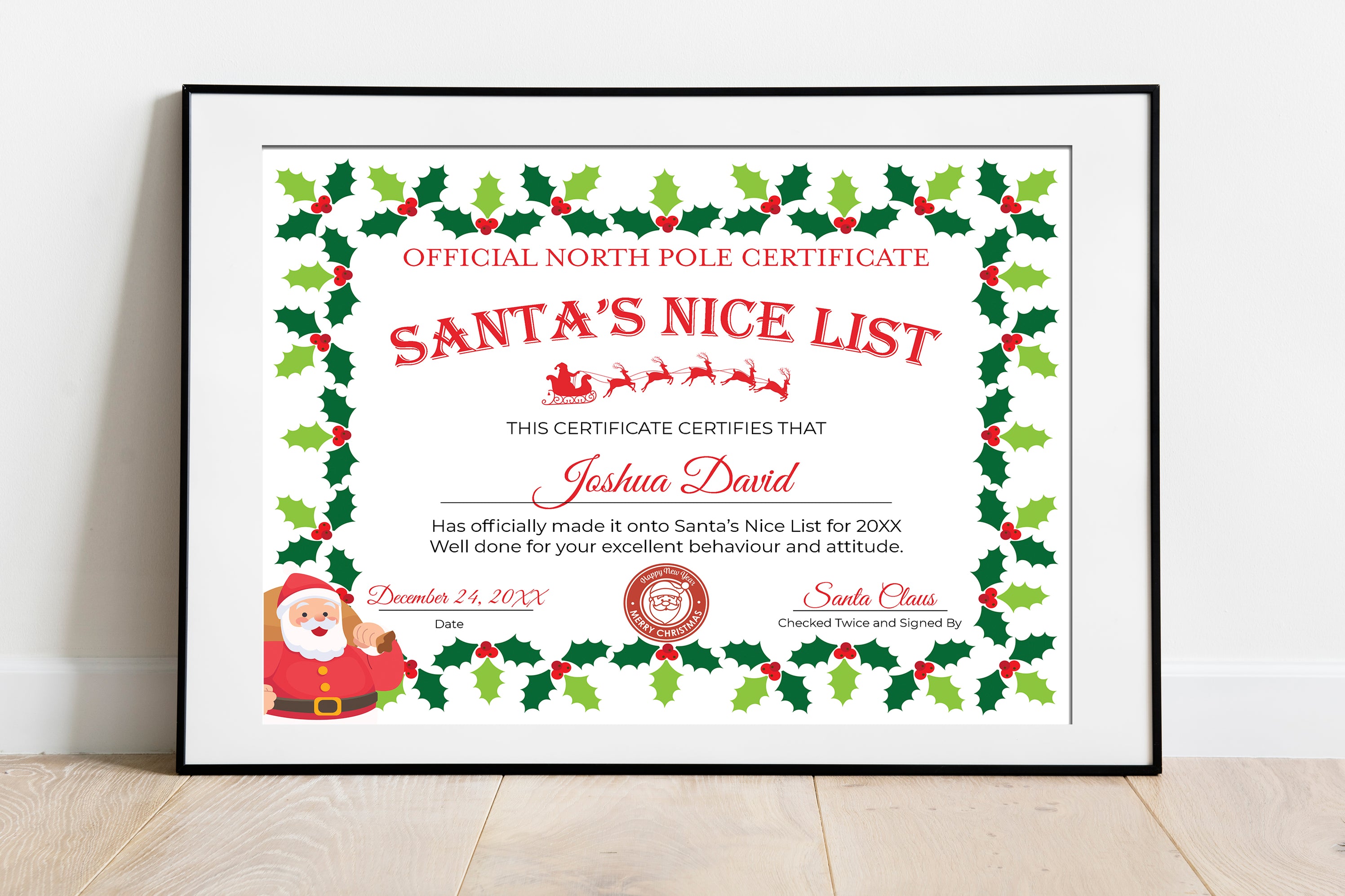 Editable & Printable Santa Nice List Christmas Certificate Templates ...