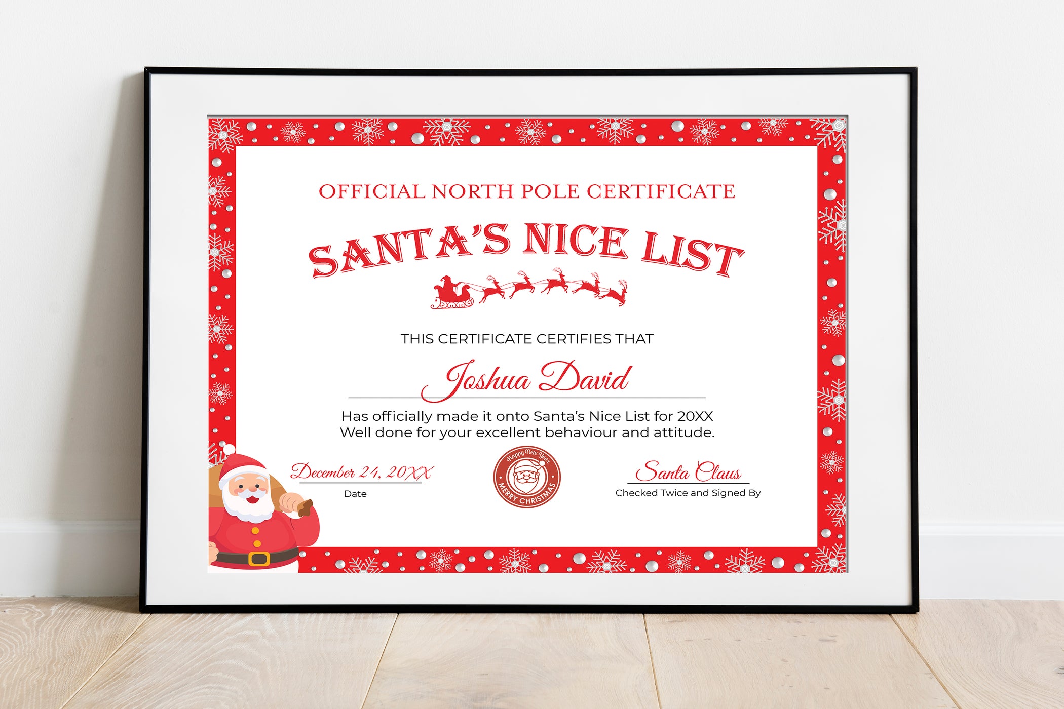 Custom Red White Christmas Nice List Certificate — Posh Park