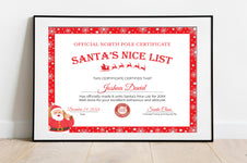 Custom Red White Christmas Nice List Certificate — Posh Park