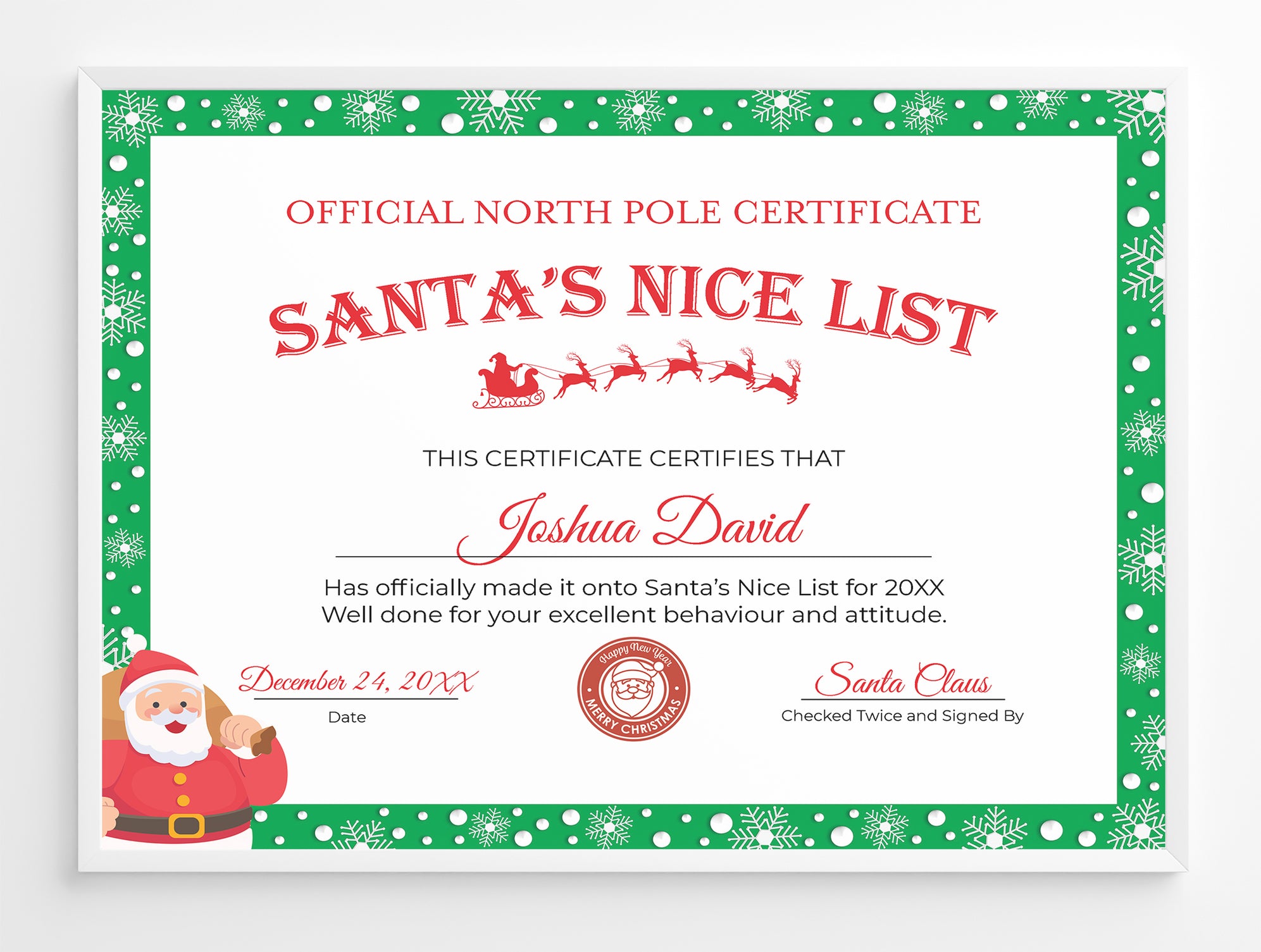 Printable Nice List Santa Certificate for Kids — Posh Park