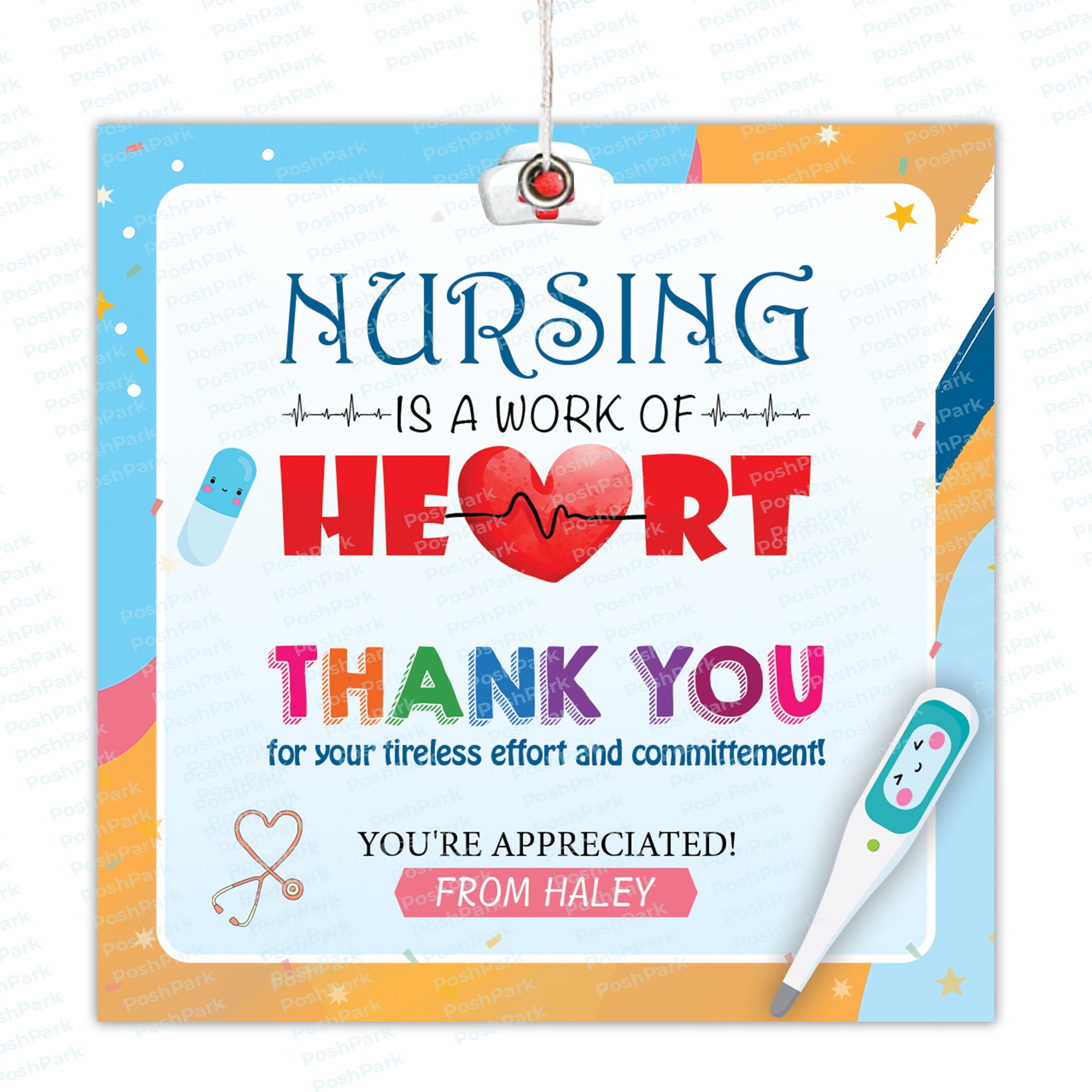 Editable Nursing is A Work of Heart Gift Tags, Nurse Appreciation Than ...