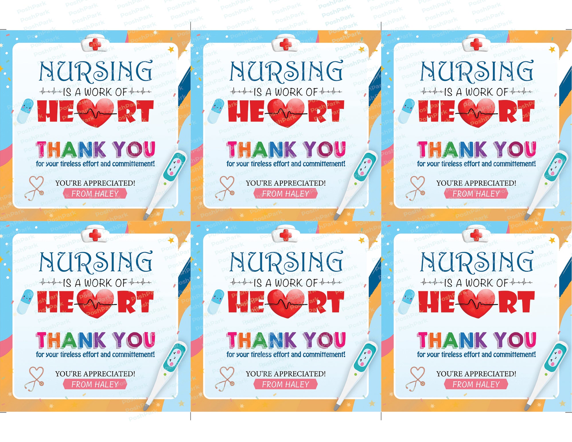 Editable Nursing is A Work of Heart Gift Tags, Nurse Appreciation Than ...