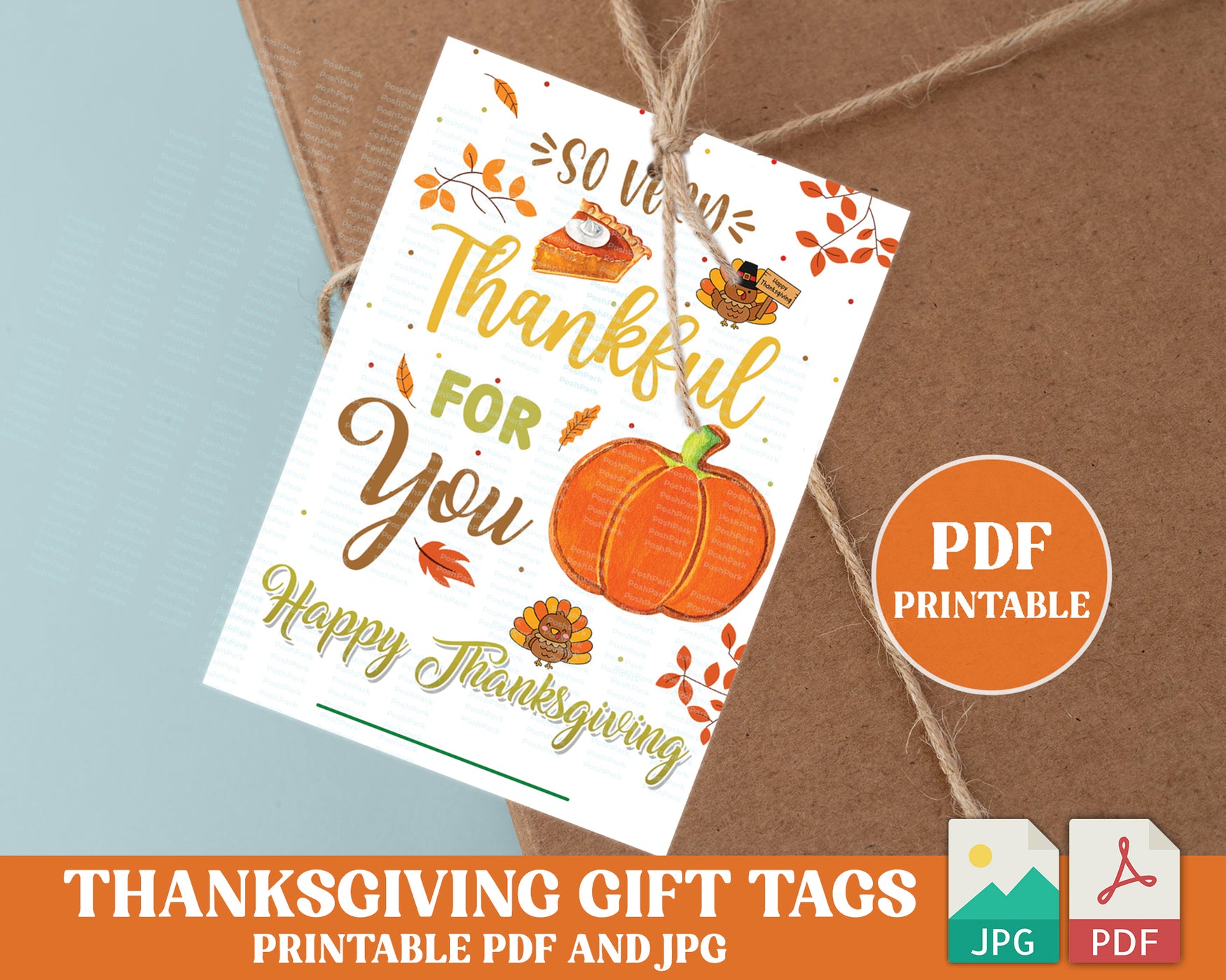 PDF Fall Gift Tags, Printable Thankful Grateful For You Thanksgiving G ...