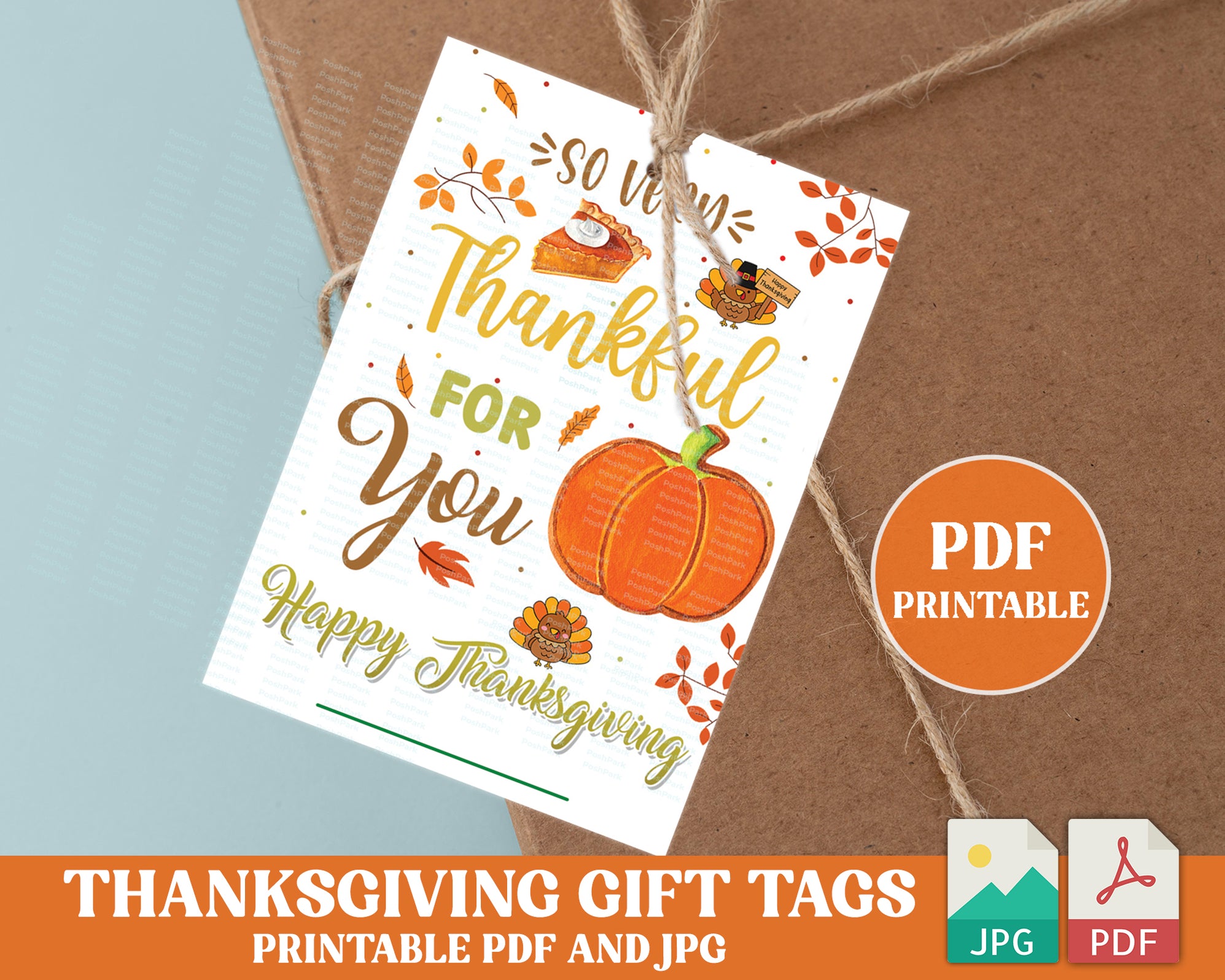 PDF Fall Gift Tags, Printable Thankful Grateful For You Thanksgiving G ...