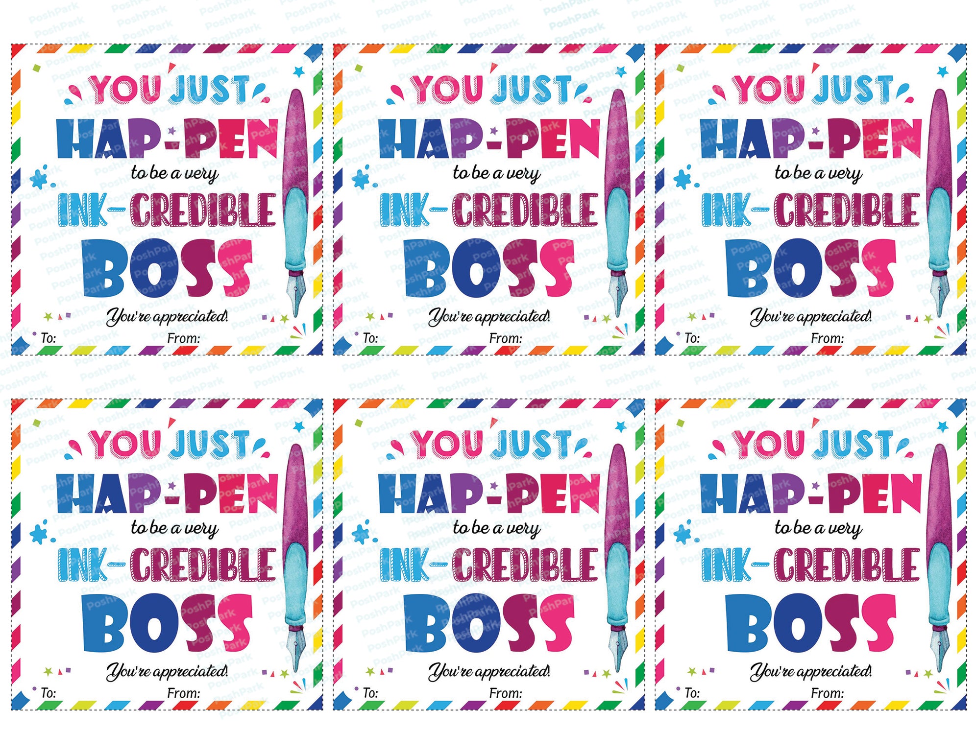 PDF You Happen to be Ink-Credible Boss Gift Tag, Printable Thank You B ...