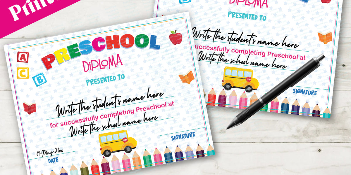 Printable Preschool Certificate White Background Star Template, PDF Pr ...