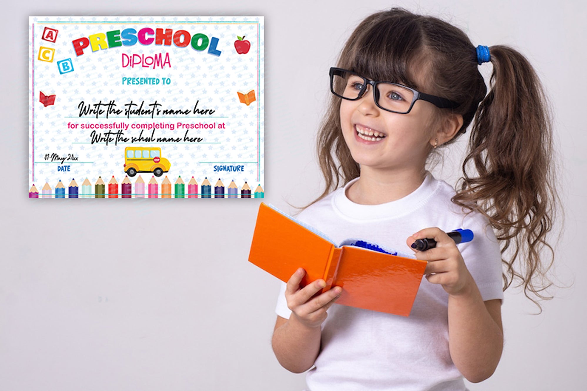 Printable Preschool Certificate White Background Star Template, PDF Pr ...