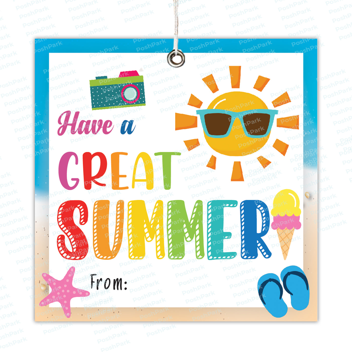PDF Colorful Summer Gift Tag, PDF Have A Great Summer Tag, End of Scho ...