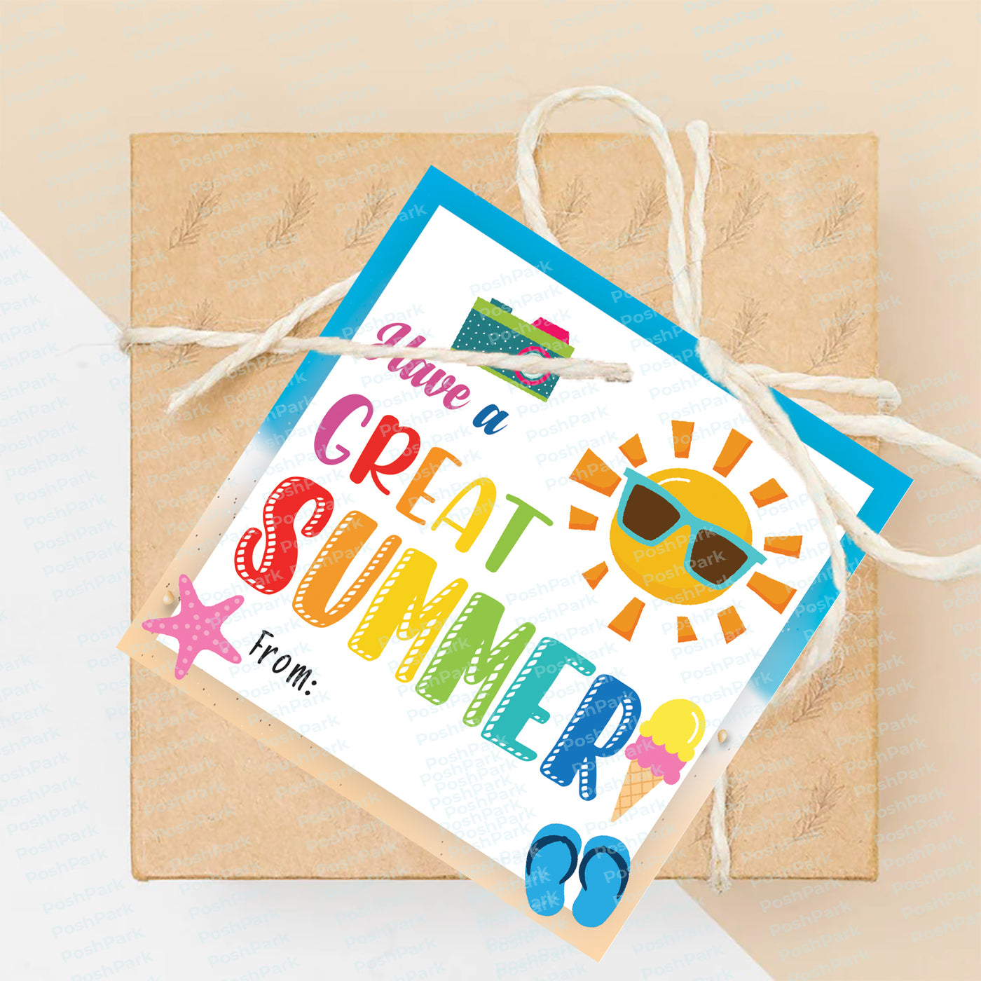 PDF Colorful Summer Gift Tag, PDF Have A Great Summer Tag, End of Scho ...