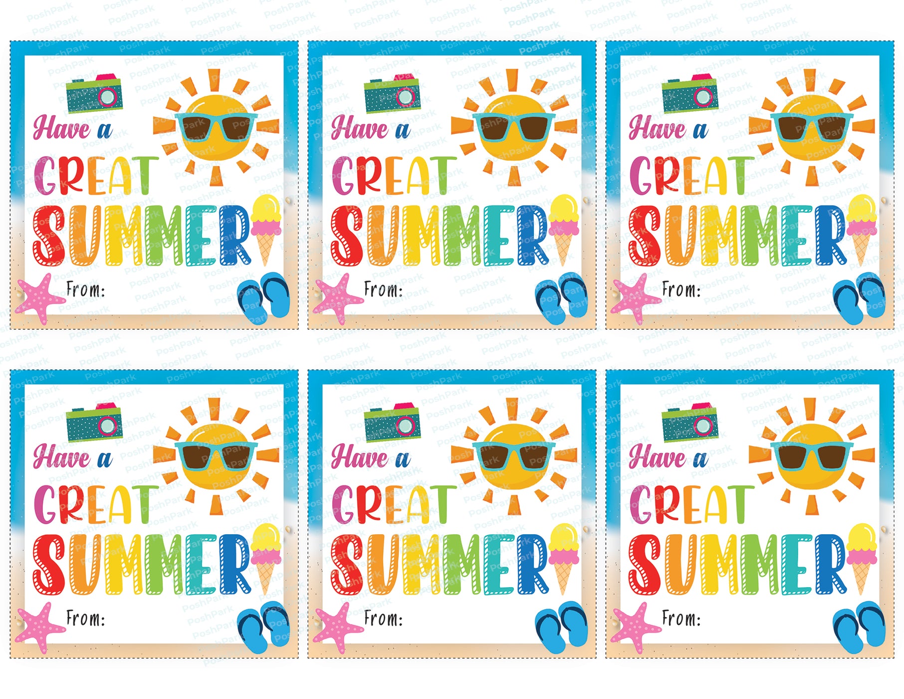 PDF Colorful Summer Gift Tag, PDF Have A Great Summer Tag, End of Scho ...