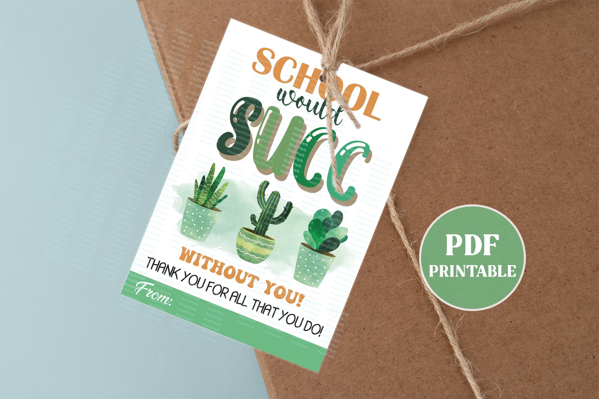 Set of 12 Printable PDF Teacher Thank You Appreciation Gift Tags Bundl ...