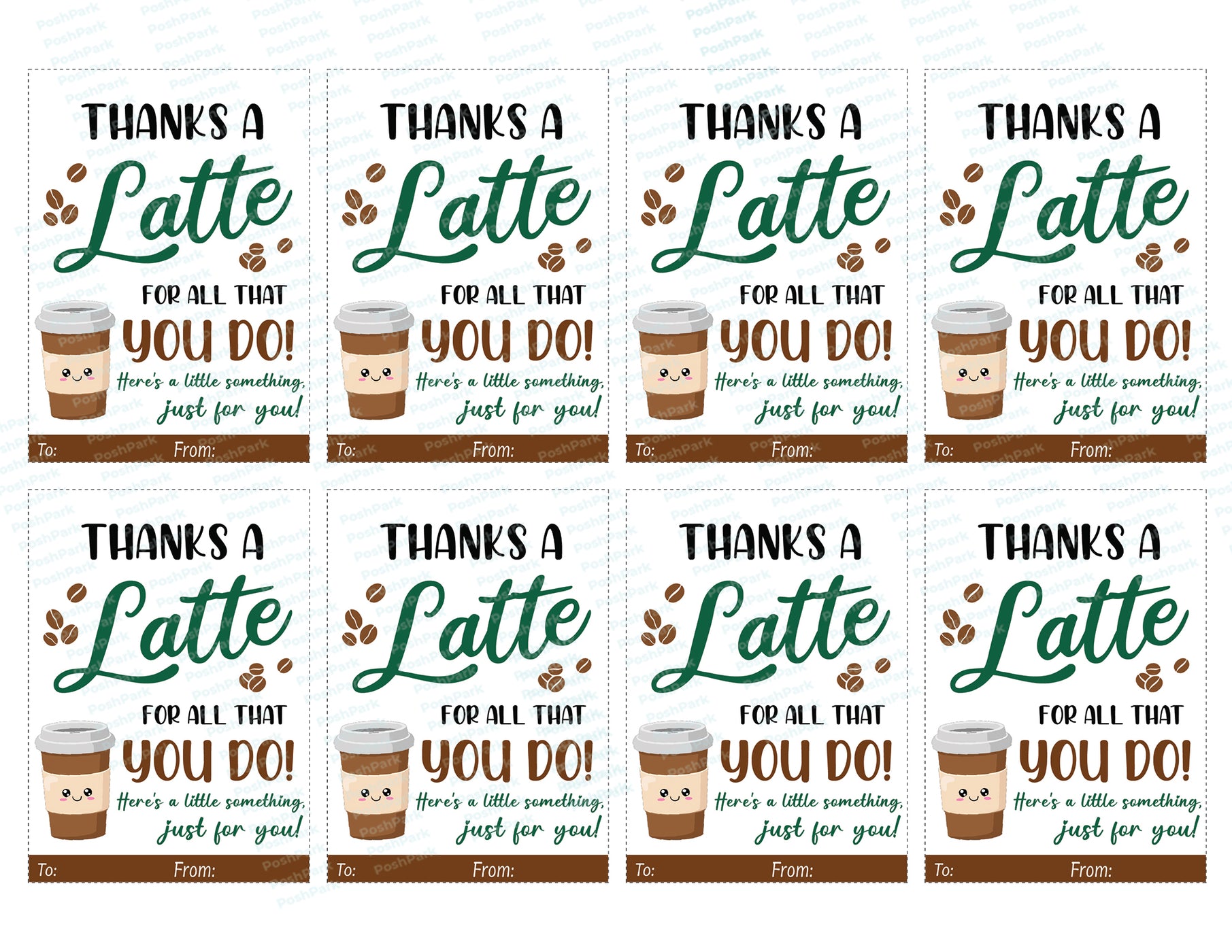 PDF Thanks a Latte Printable Gift Tag, Appreciation Coffee Gift Tag, I ...