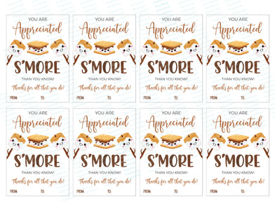 Printable PDF You are Appreciated Smore than You Know Gift Tag, PDF Pr ...