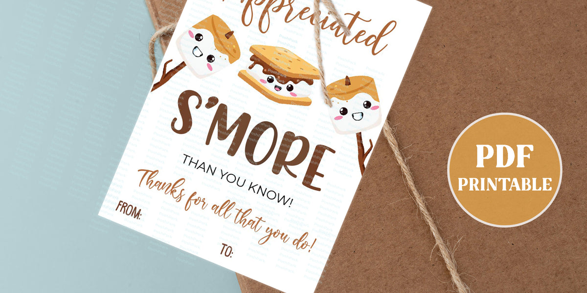 Printable PDF You are Appreciated Smore than You Know Gift Tag, PDF Pr ...