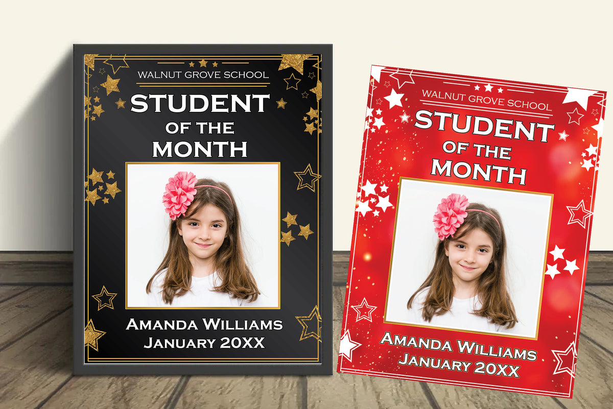 Editable Student Of The Month Black and Red Set of 2 Bundle, School St ...