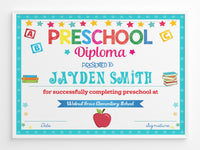 Editable Preschool Certificate Template Blue Border, Customizable Pres ...