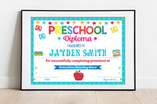 Editable Preschool Certificate Template Blue Border, Customizable Pres ...
