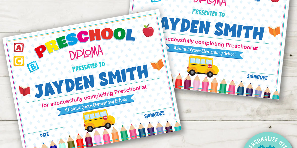 Editable Preschool Certificate White Background Star Template, Prescho ...