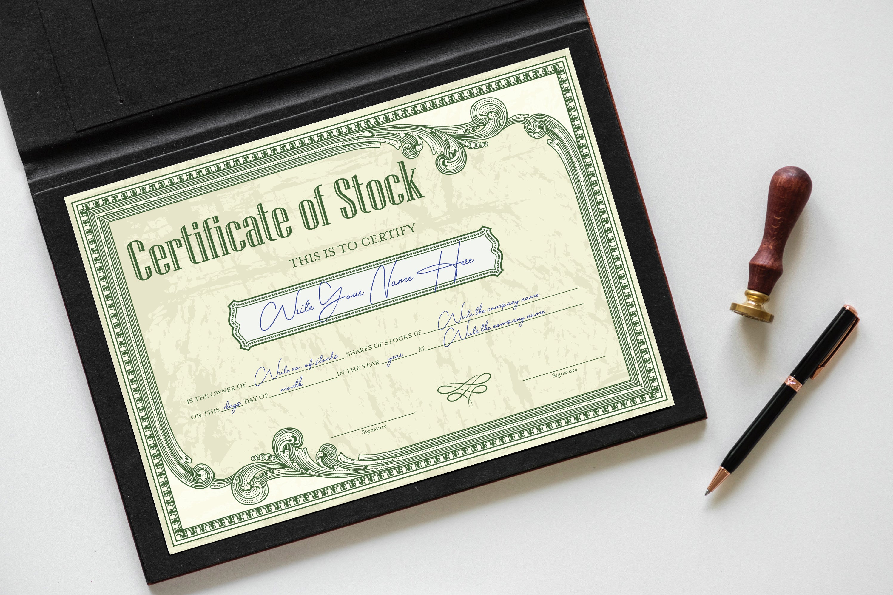 Printable PDF Blank Vintage Style Stock Certificate Template - Posh Park