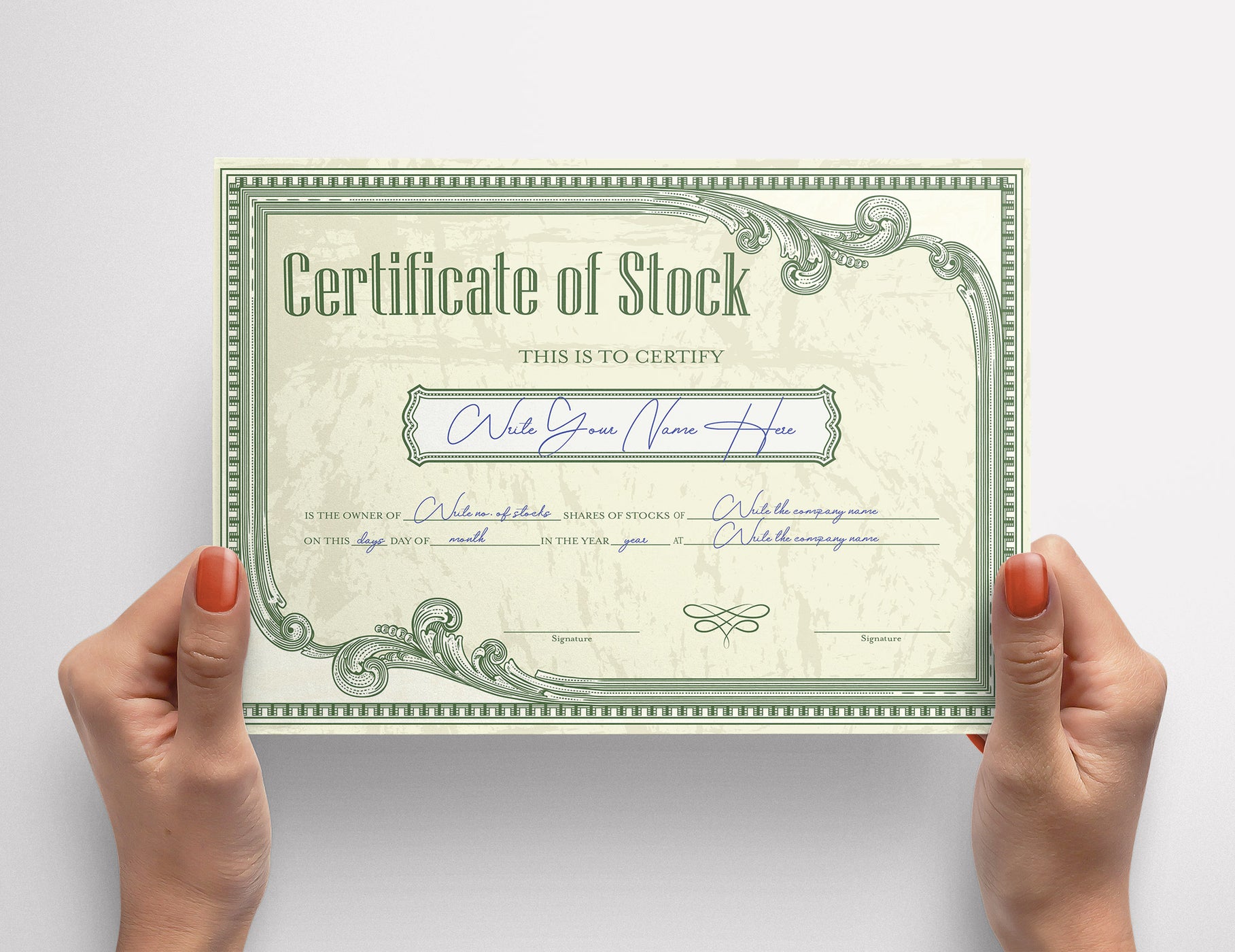 Printable PDF Blank Vintage Style Stock Certificate Template - Posh Park