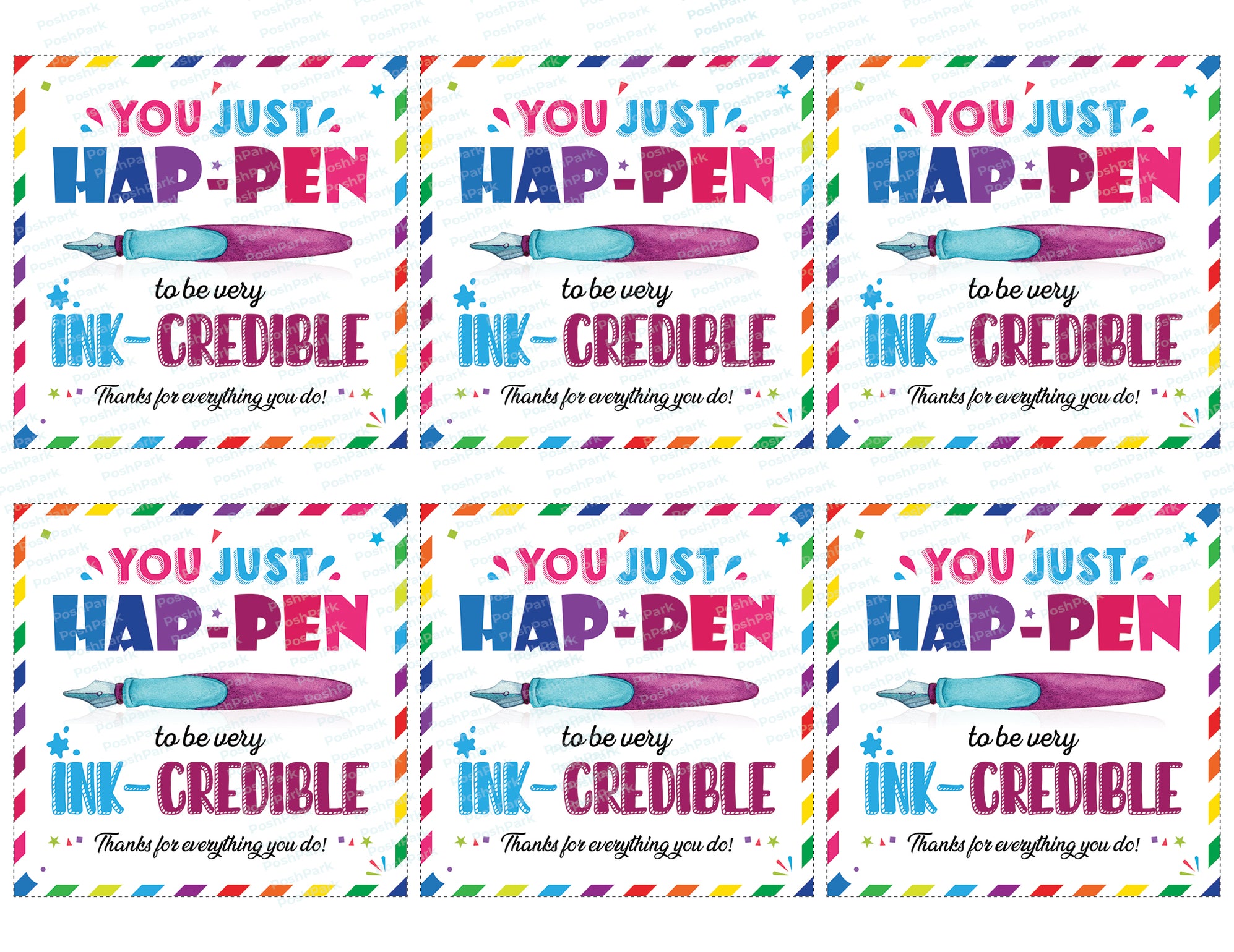 PDF Hap-pen to Be Very Ink-credible Teacher Gift Tags, Printable Staff ...