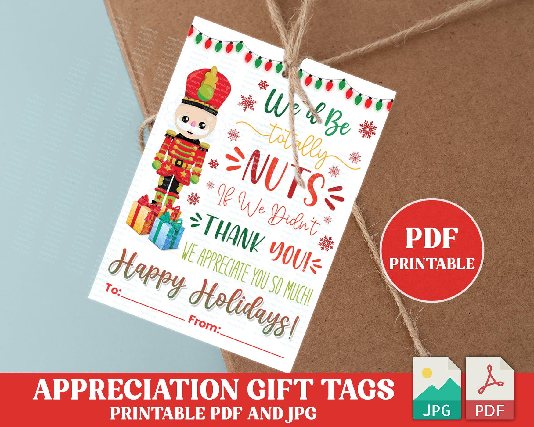 Printable PDF Christmas Nuts Favor Tags, Christmas Nutcracker Gift Tag ...