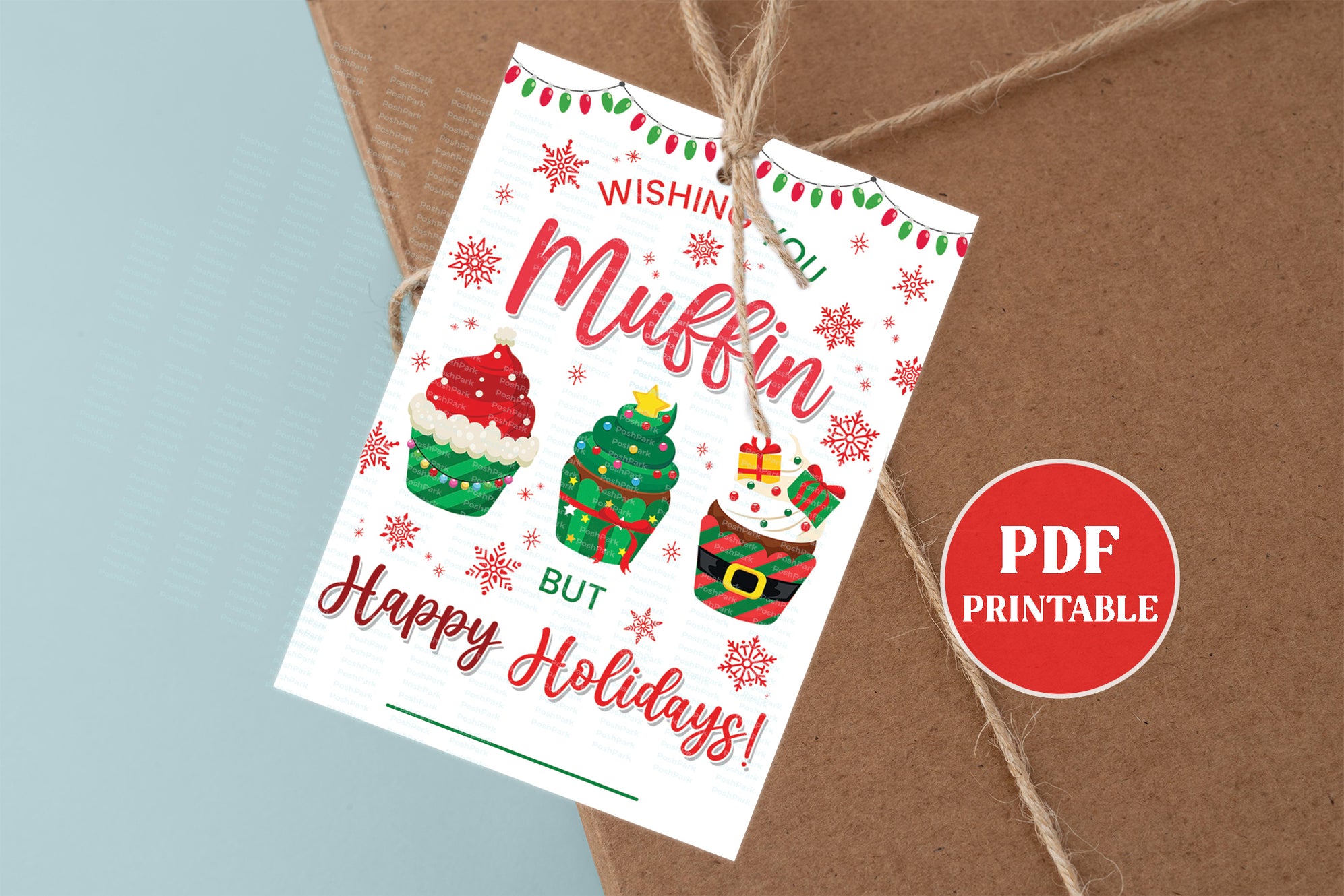 PDF Christmas Holiday Gift Tags, Printable Wishing You Muffin Holiday ...