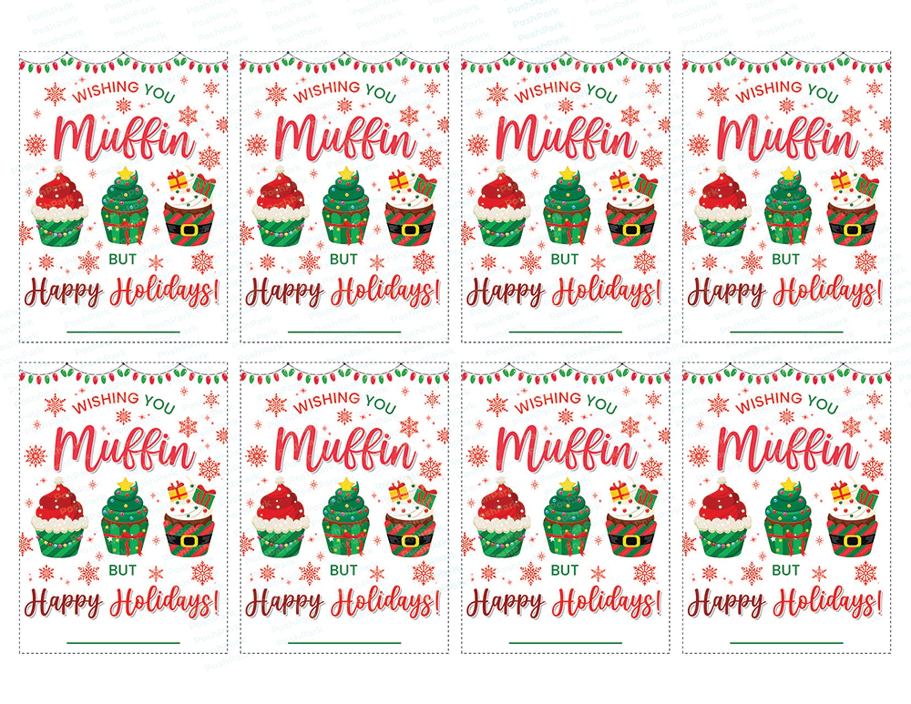 PDF Christmas Holiday Gift Tags, Printable Wishing You Muffin Holiday ...