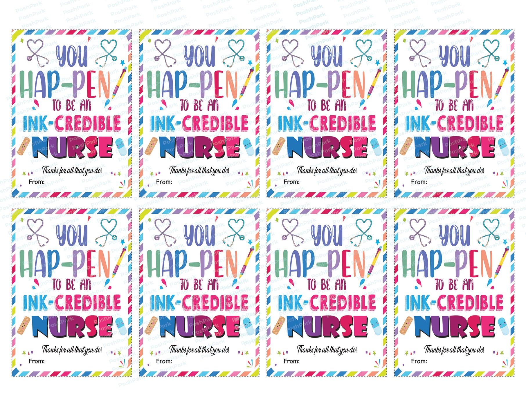 Printable You Happen To Be Ink-Credible Nurse Gift Tags, PDF Nurse App ...