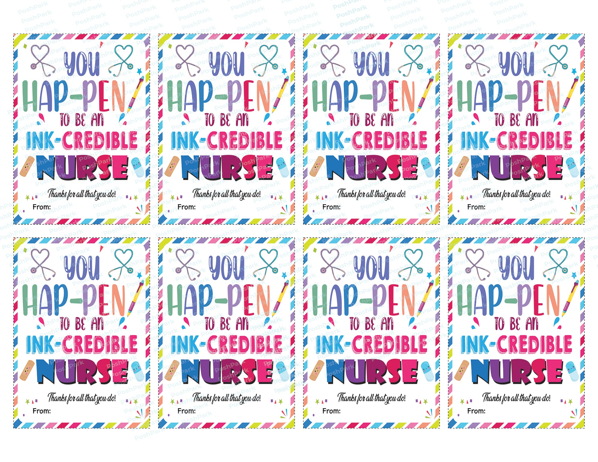 Printable You Happen To Be Ink-Credible Nurse Gift Tags, PDF Nurse App ...