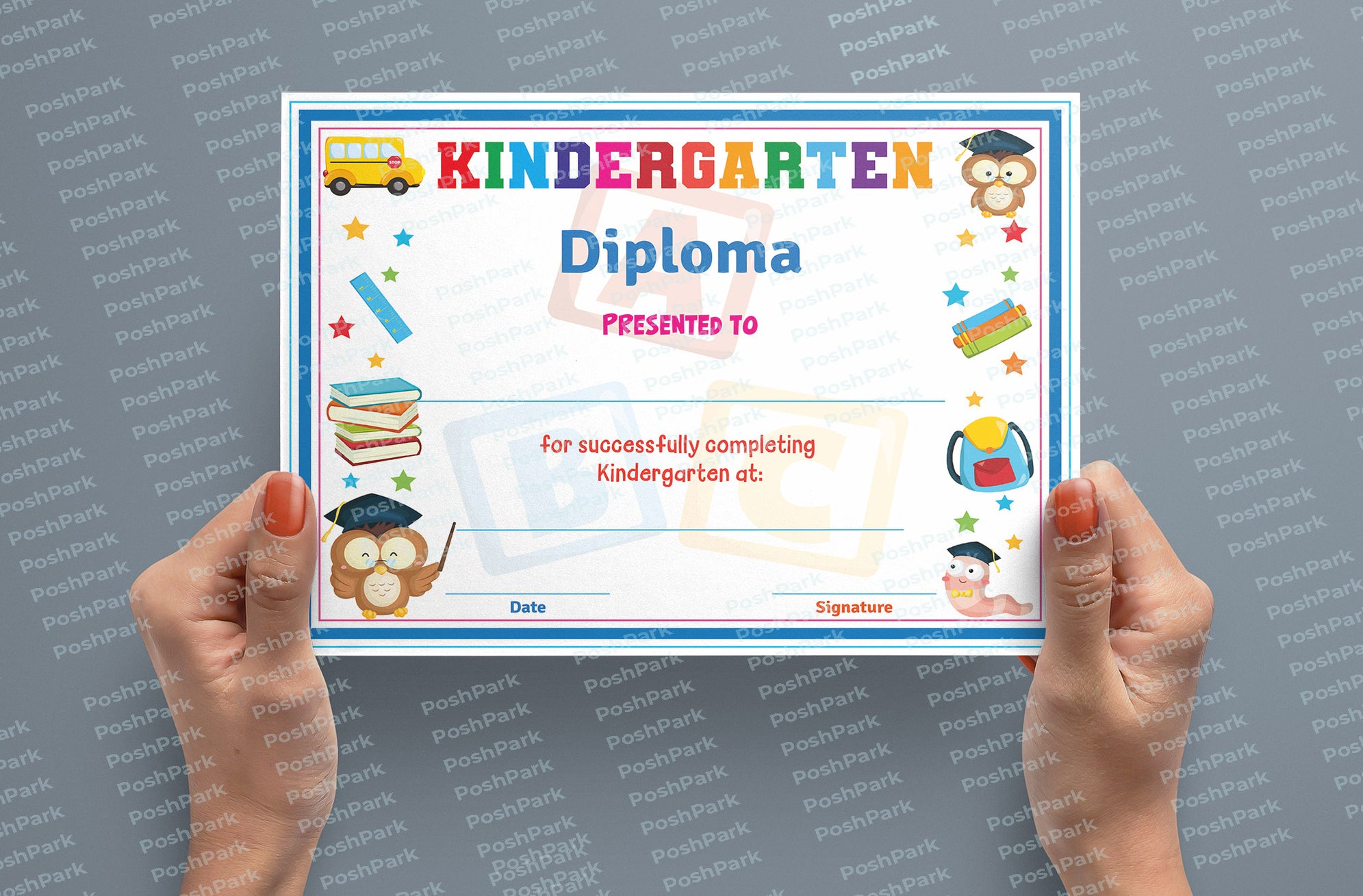 Printable Kindergarten Graduation Certificate Template, PDF Kindergart ...