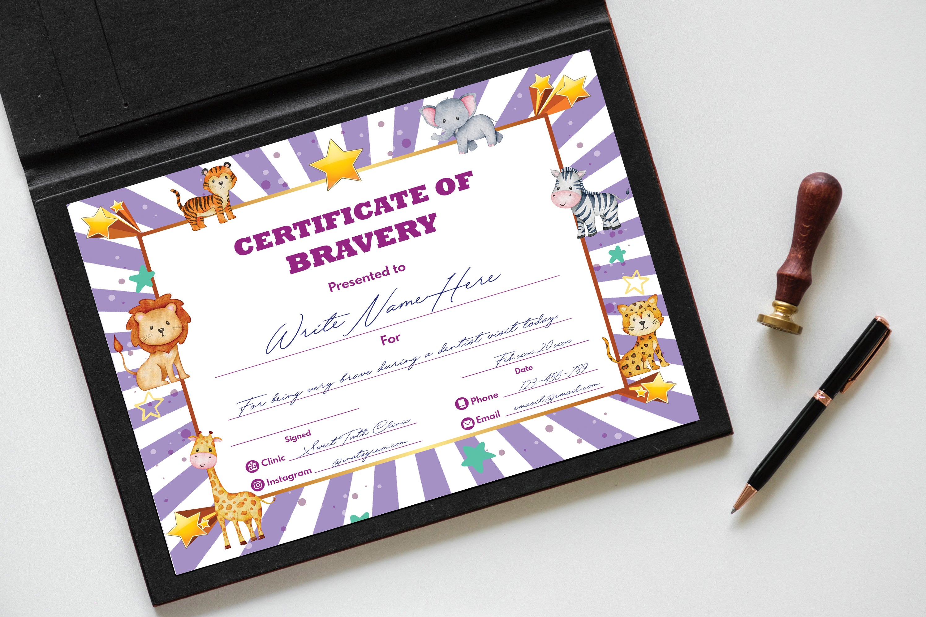 Printable Certificate of Bravery | PDF Animal Theme Brave Certificate Template for Kids - Posh Park