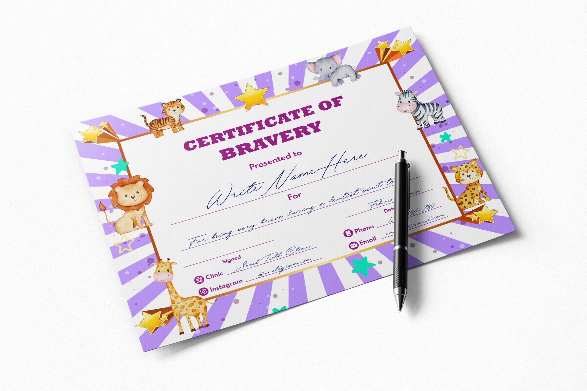 Printable Certificate of Bravery | PDF Animal Theme Brave Certificate ...