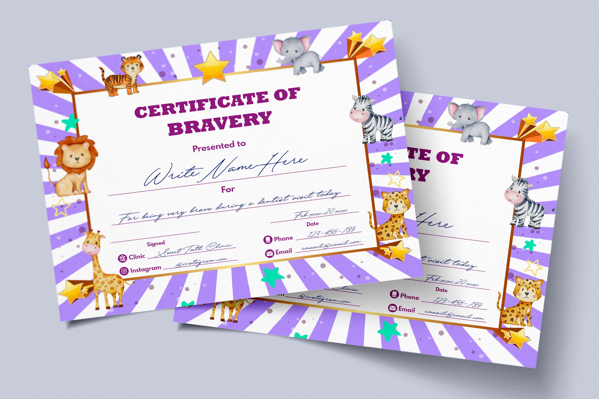 Printable Certificate of Bravery | PDF Animal Theme Brave Certificate ...