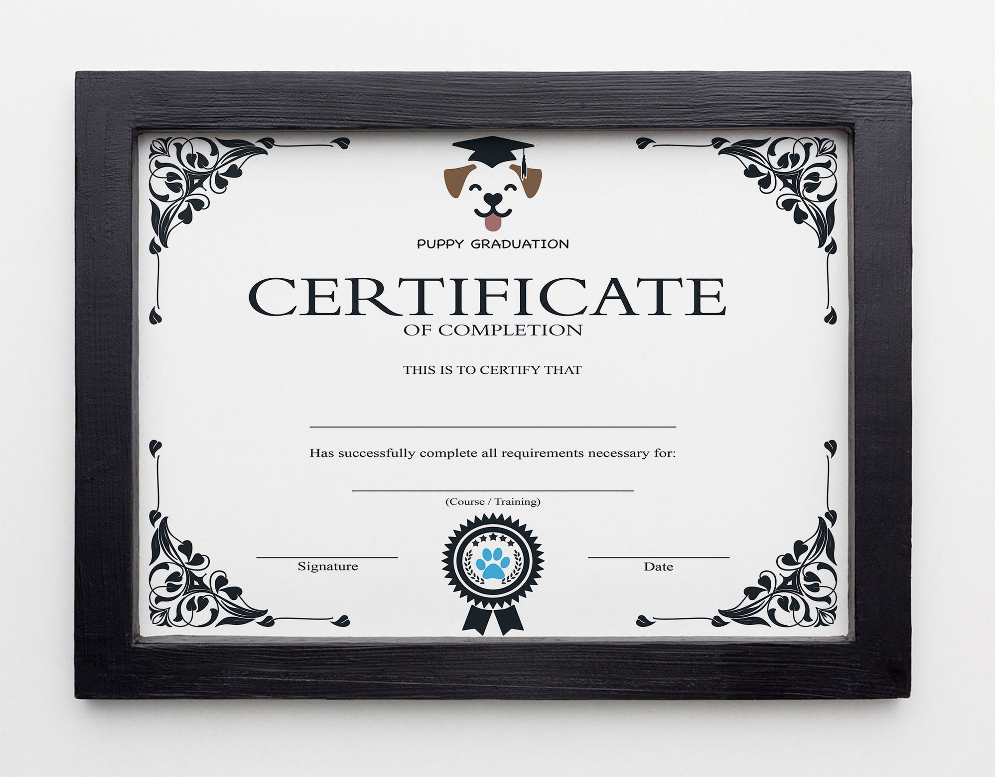 Downloadable Puppy Dog Graduation Certificate Template — Posh Park