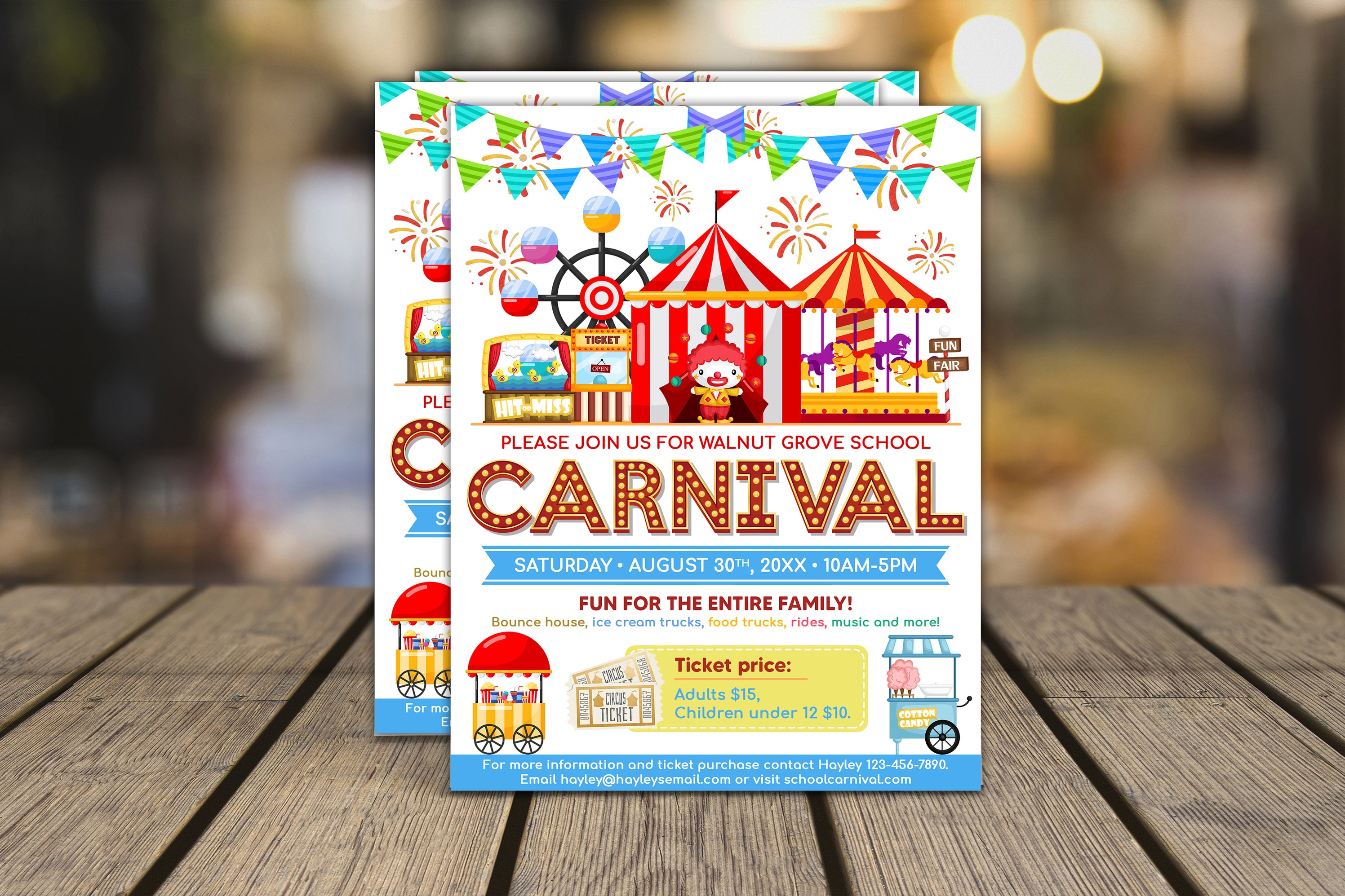 Editable School Carnival and Circus Invitation Flyer Template — Posh Park