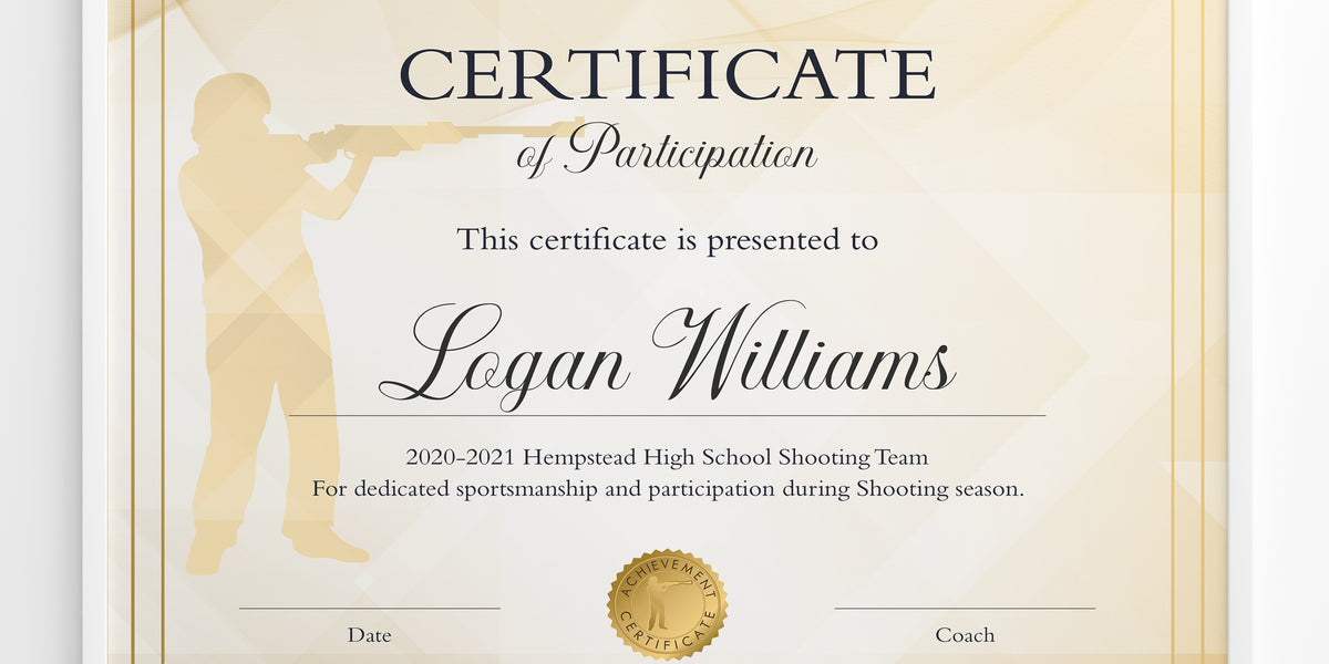 Customizable Shooting Marksmanship Participation Certificate Template ...