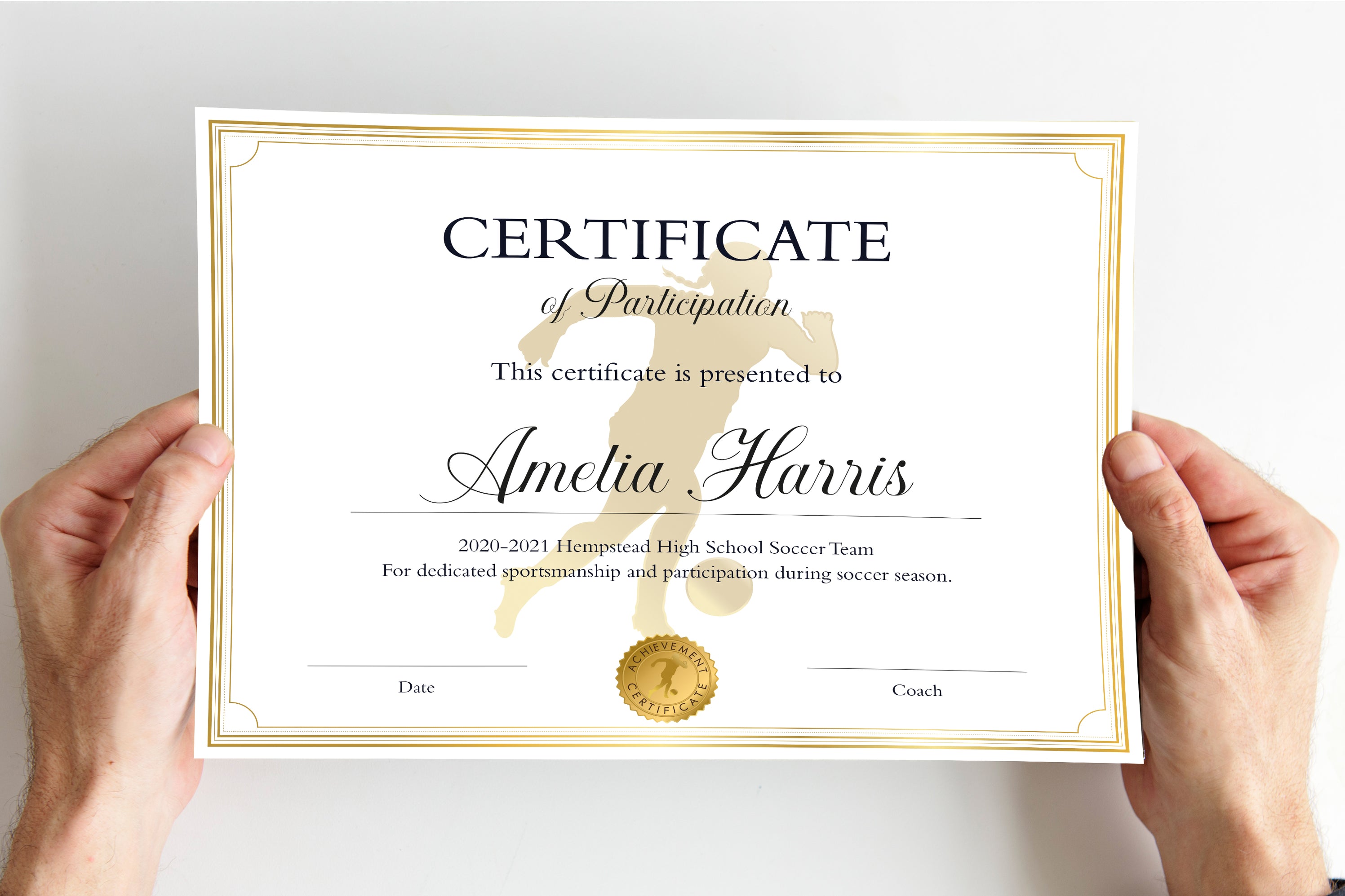 DIY Girls Soccer Certificate Template, Editable Soccer Participation A ...