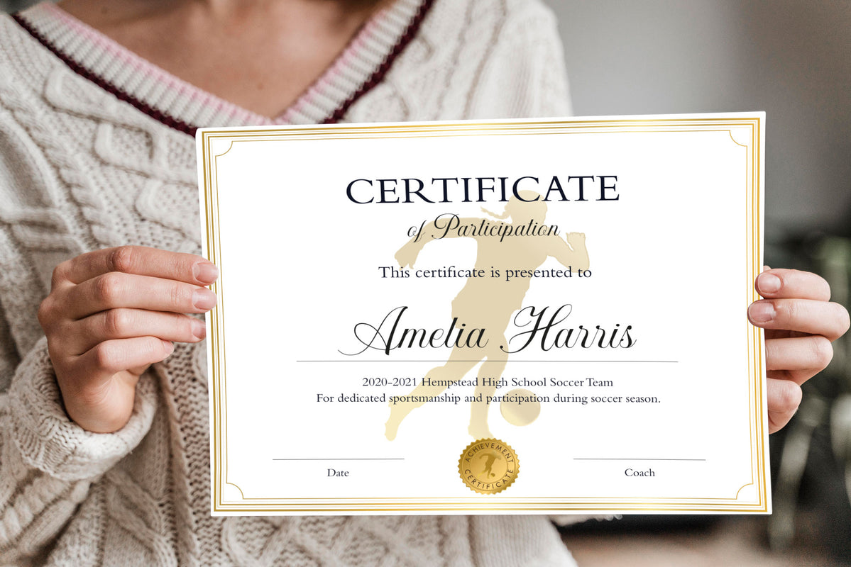 DIY Girls Soccer Certificate Template, Editable Soccer Participation A ...