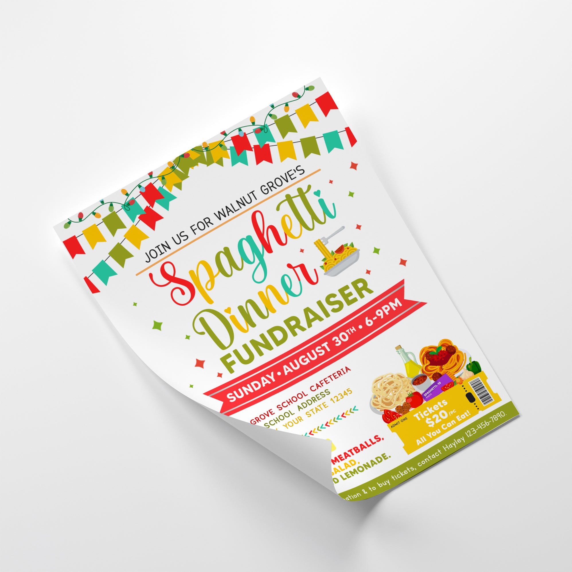 Editable DIY Spaghetti Dinner Ticket and Flyer Set, Editable Spaghetti ...