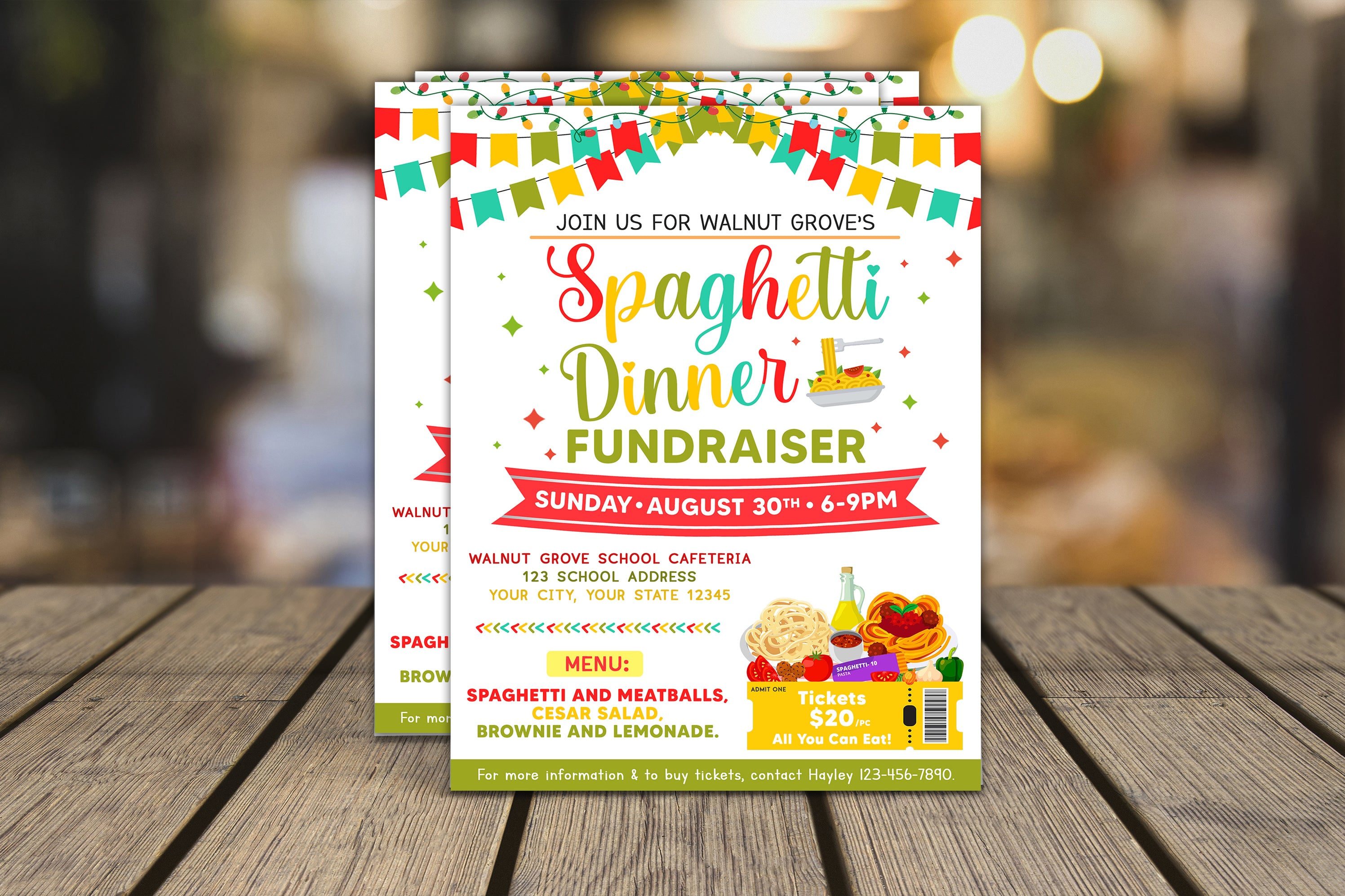 Editable DIY Spaghetti Dinner Ticket and Flyer Set, Editable Spaghetti ...