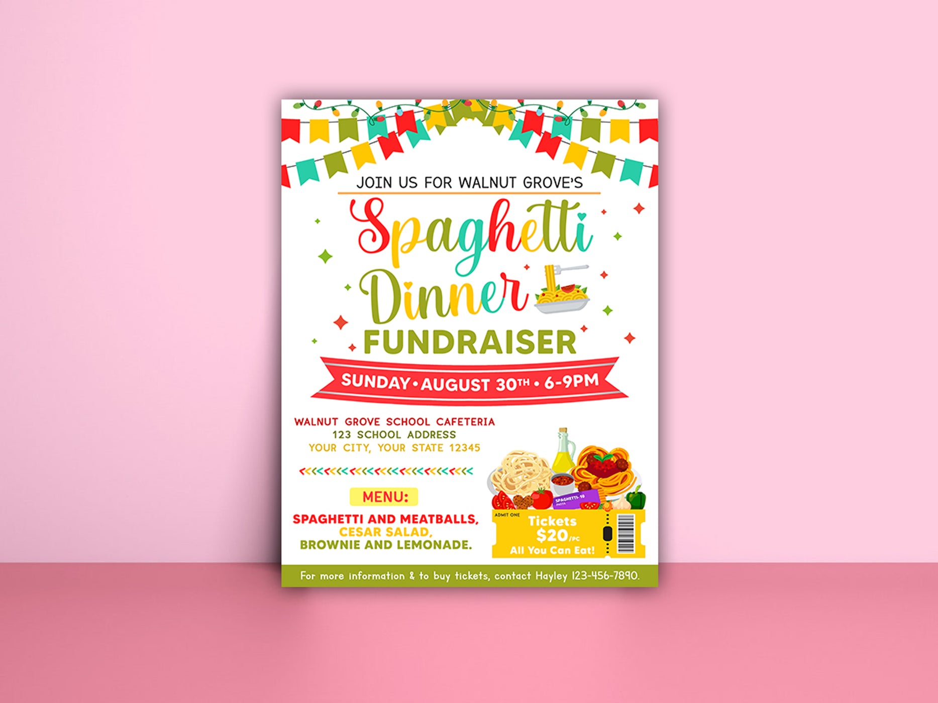 DIY Editable Spaghetti Dinner Flyer, Custom Spaghetti Fundraiser Invit ...