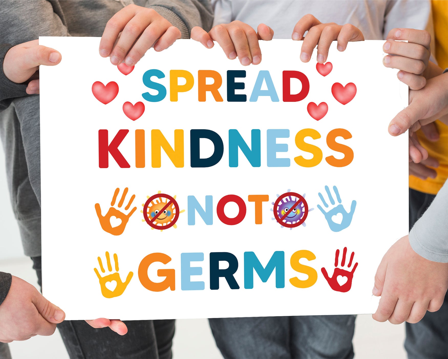 Printable PDF Spread Kindness Not Germs, Health Clinic Wall Sign, Scho ...