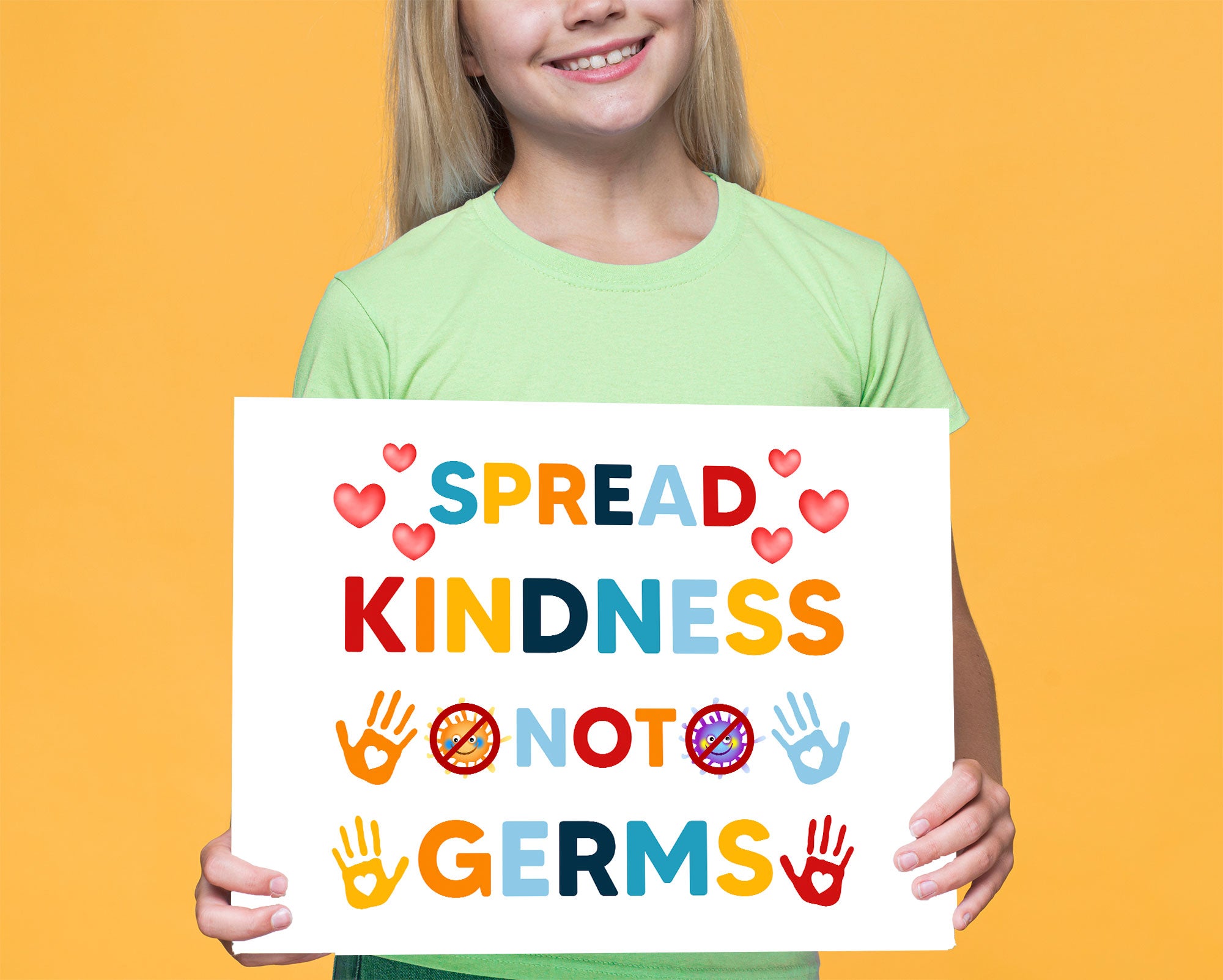 Printable PDF Spread Kindness Not Germs, Health Clinic Wall Sign, Scho ...